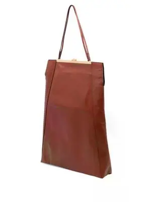 Celine Leather Tall Clasp Cabas Tote Bag