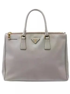 Prada Saffiano Lux Galleria Double Zip Tote Bag - Grey