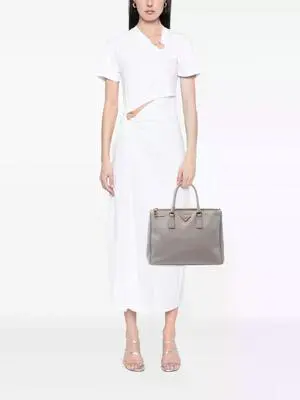 Prada Saffiano Lux Galleria Double Zip Tote Bag - Grey