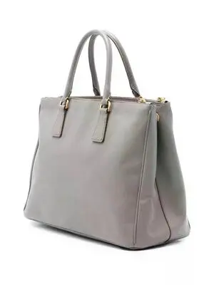 Prada Saffiano Lux Galleria Double Zip Tote Bag - Grey