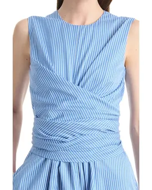 Altuzarra Sleeveless Striped Midi Dress - Azure Stripe