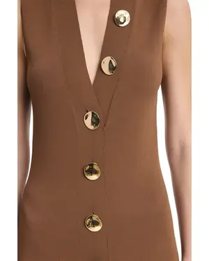Altuzarra Axia Button Front Maxi Dress - Toffee