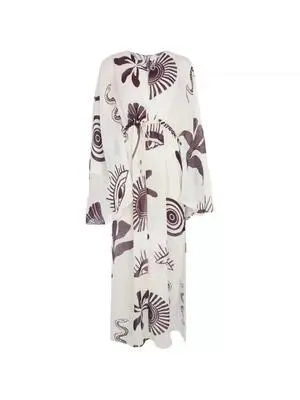 CALA DE LA CRUZ Graphic Print Kaftan - White