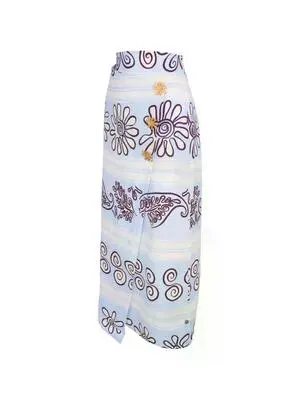 CALA DE LA CRUZ Floral Print Wrap Skirt