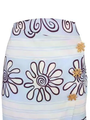 CALA DE LA CRUZ Floral Print Wrap Skirt