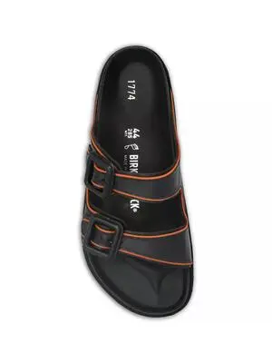 BIRKENSTOCK Arizona Buckle-fastening Leather Slides - Black
