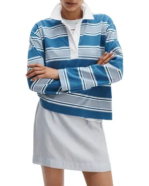 Rag & Bone Kelly Stripe Polo Tee - Blue Multi