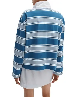 Rag & Bone Kelly Stripe Polo Tee - Blue Multi