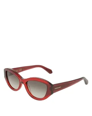 FERRAGAMO Color Block Oval Sunglasses, 55mm - Transparent