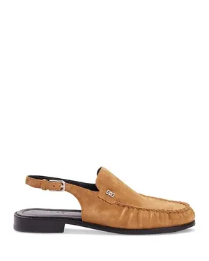 Sandro Leather Slingback Loafers - Beige