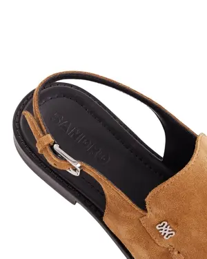 Sandro Leather Slingback Loafers - Beige