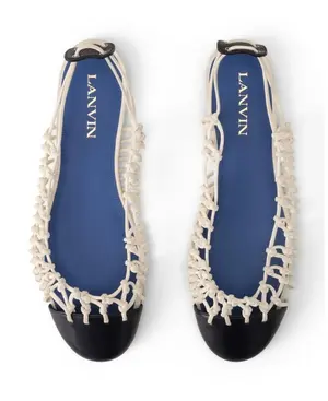 LANVIN Leather Knitline Slingback Ballerina