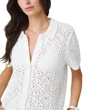 Splendid Beckham Crocheted Shirt - White