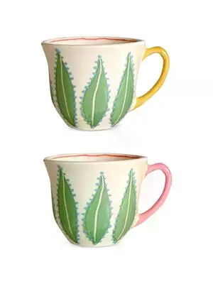 LAETITIA ROUGET Leaf-print Mugs - Neutrals