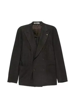 Tagliatore Herringbone-pattern Double-breasted Blazer - Brown