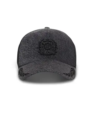 Balmain Ecusson Embroidered Denim Cap - Grey