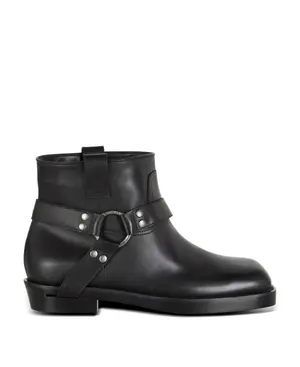 Balmain Calfskin Leather Biker Ankle Boots
