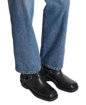 Balmain Calfskin Leather Biker Ankle Boots