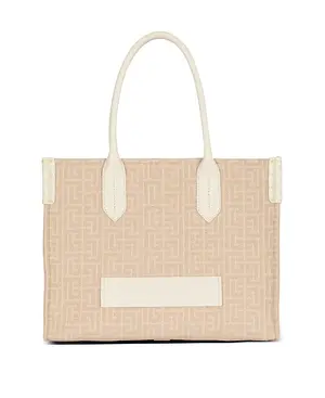 Balmain B-army 36 Monogrammed Canvas And Leather Tote Bag