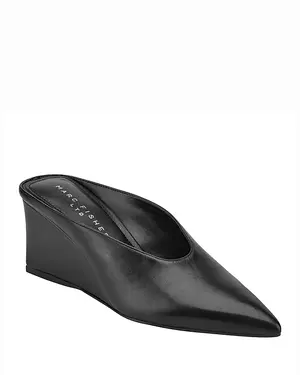 MARC FISHER LTD. Malley Pointed Toe Wedge Mules - Black