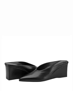 MARC FISHER LTD. Malley Pointed Toe Wedge Mules - Black