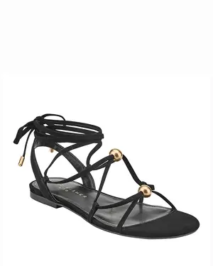 MARC FISHER LTD. Strappy Flat Sandals With Tie Fastening - Black