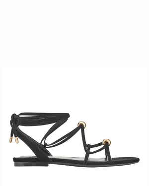 MARC FISHER LTD. Strappy Flat Sandals With Tie Fastening - Black
