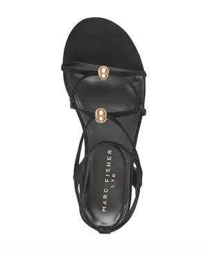 MARC FISHER LTD. Strappy Flat Sandals With Tie Fastening - Black