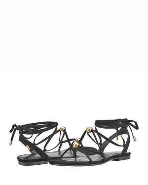 MARC FISHER LTD. Strappy Flat Sandals With Tie Fastening - Black