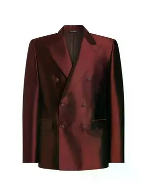 Dolce & Gabbana Sicilia Light Double-breasted Jacket In Shantung Silk - Red