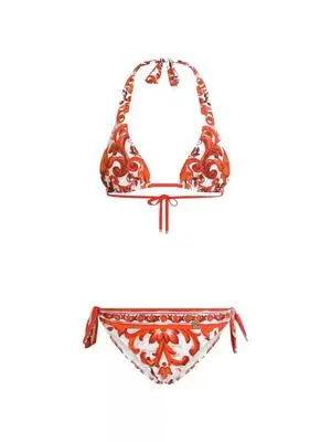 Dolce & Gabbana Majolica Print Triangle Bikini