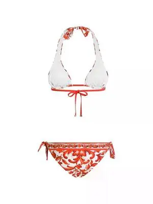 Dolce & Gabbana Majolica Print Triangle Bikini
