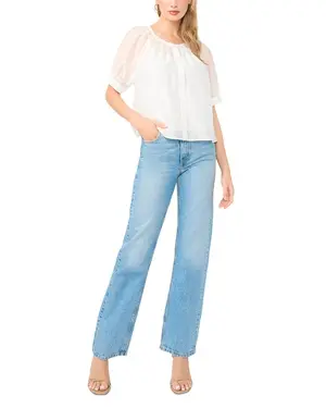 Vince Camuto Short Sleeve Button-down Top - Ultra White