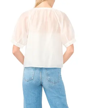 Vince Camuto Short Sleeve Button-down Top - Ultra White
