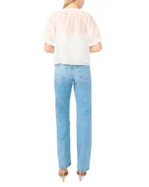 Vince Camuto Short Sleeve Button-down Top - Ultra White
