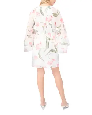 Ted Baker London Floral Print Ruffle Sleeve Dress