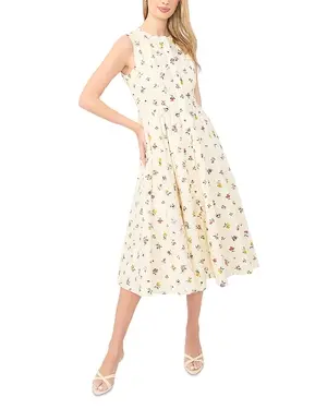 Ted Baker London Joanne Floral Print Midi Dress - Vanilla Ice