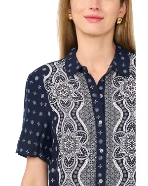 Vince Camuto Printed Collared Short Sleeve Shirt