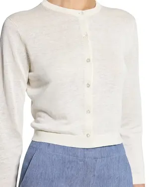 Theory Cropped Cardigan - Bone
