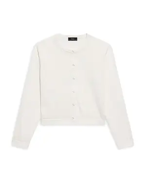 Theory Cropped Cardigan - Bone