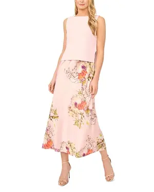 Ted Baker London Midori Sleeveless Boat Neck Printed Twofer Dress - Cloud Pink