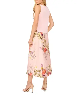 Ted Baker London Midori Sleeveless Boat Neck Printed Twofer Dress - Cloud Pink