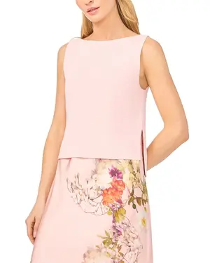 Ted Baker London Midori Sleeveless Boat Neck Printed Twofer Dress - Cloud Pink