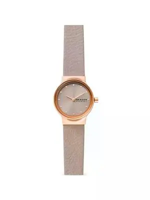 Skagen Freja 26mm Watch With Rose Gold-tone Case And Leather Strap