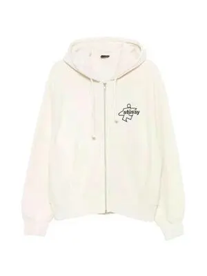 StÜssy Logo-print Zip-up Hoodie - Neutrals