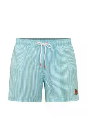 Sundek Striped Logo-patch Swim Shorts - Blue