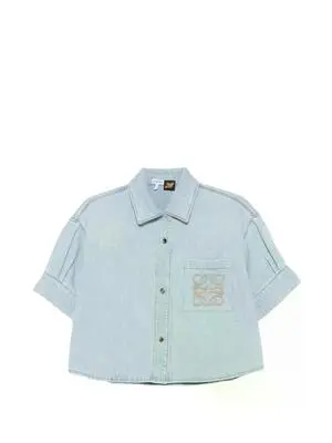 Loewe X Paula's Ibiza Anagram Embroidered Cropped Shirt - Blue