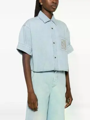 Loewe X Paula's Ibiza Anagram Embroidered Cropped Shirt