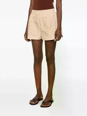 Fendi Argyle Perforated Cotton Shorts