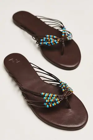 REFORMATION Jessica Beaded Flip-flop Sandals